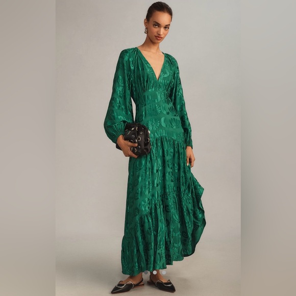 FARM Rio | Dresses | Farm Rio Longsleeve Vneck Jacquard Maxi Dress ...